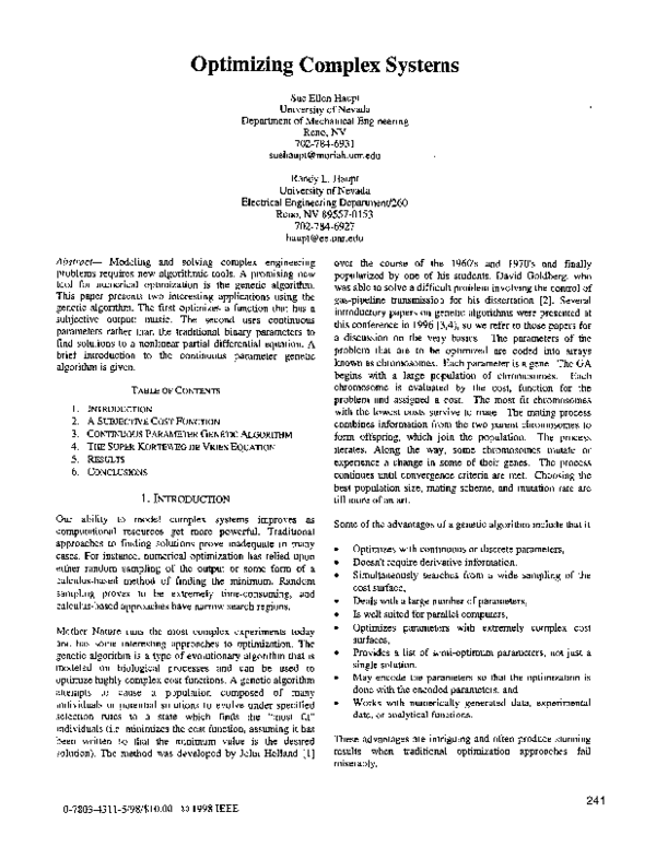 (PDF) Optimizing complex systems