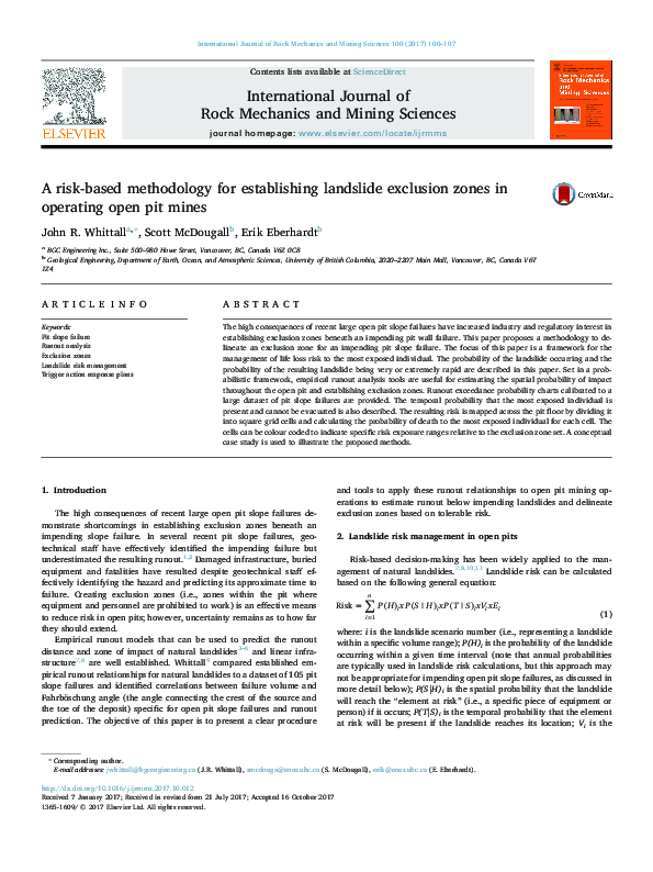(PDF) A risk-based methodology for establishing landslide exclusion ...