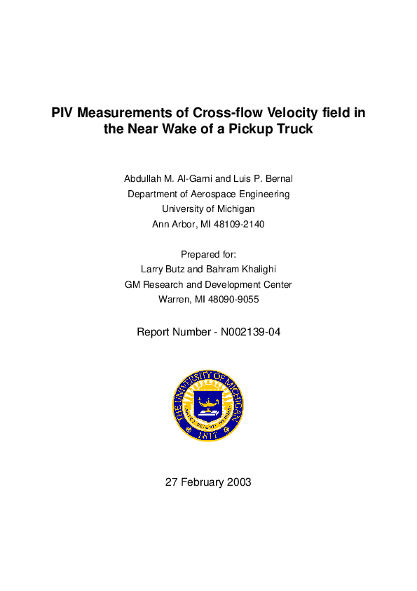 (PDF) PIV Measurements of Cross-flow Velocity field in the Near Wake of ...