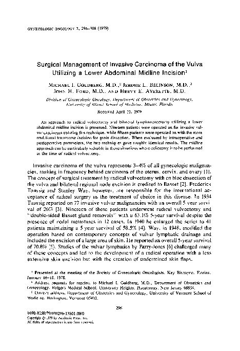 (PDF) Surgical Management of Invasive Carcinoma of the Vulva Utilizing ...