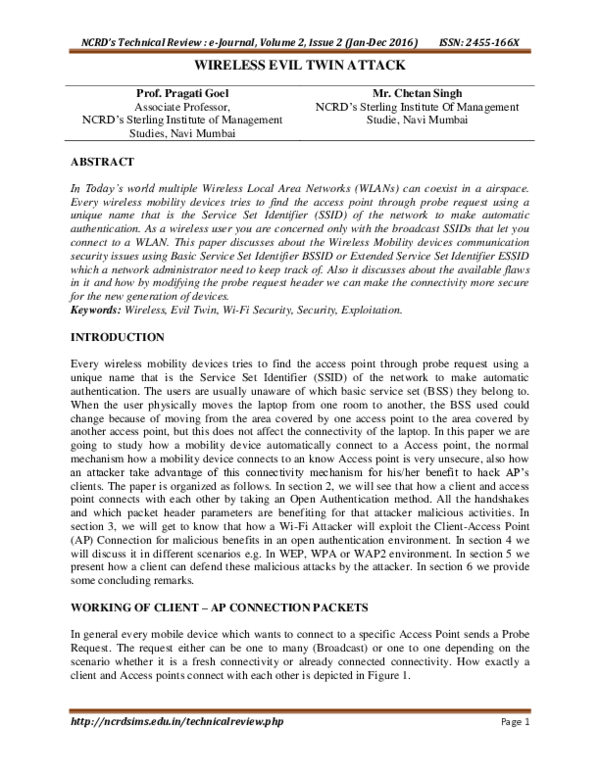 (PDF) Wireless Evil Twin Attack