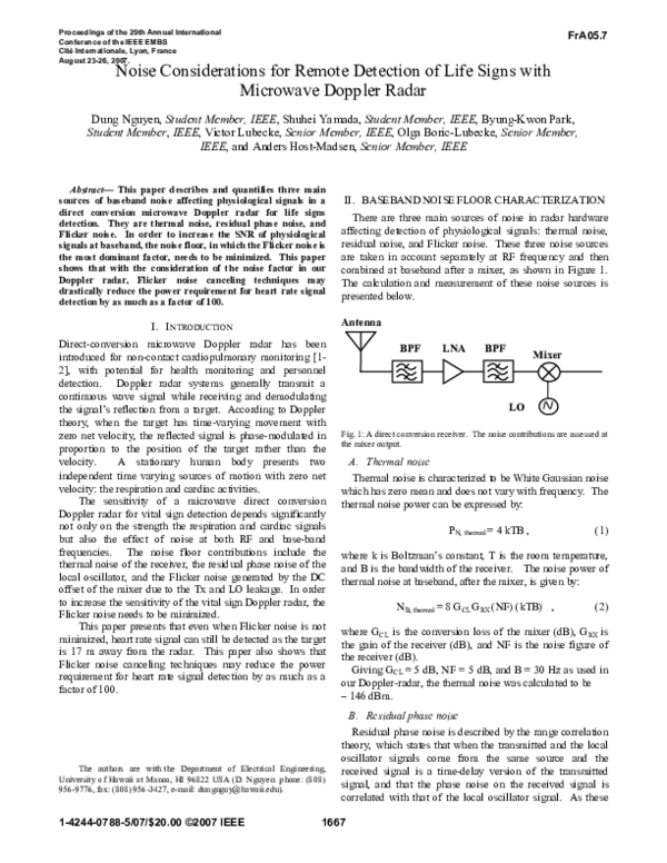 (PDF) Noise Considerations for Remote Detection of Life Signs with ...