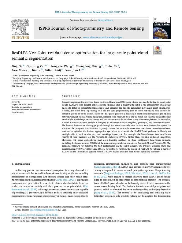 (PDF) ResDLPS-Net: Joint residual-dense optimization for large-scale point cloud semantic ...
