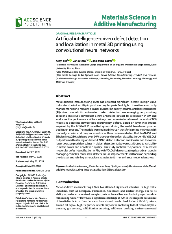 (PDF) Artificial intelligence-driven defect detection and localization ...