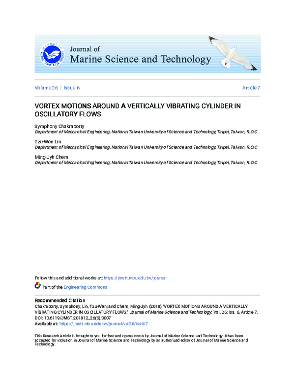 (PDF) Vortex Motions Around a Vertically Vibrating Cylinder in ...
