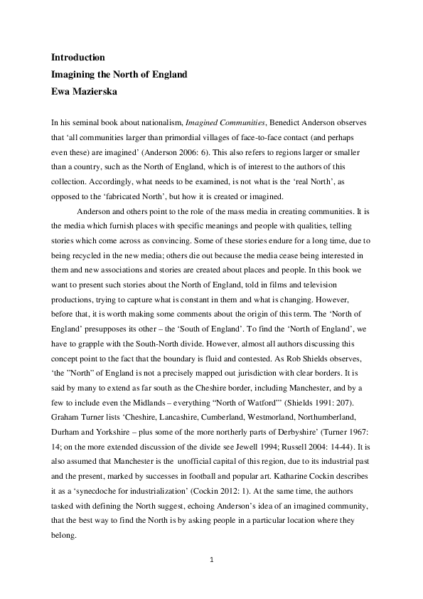 (PDF) Introduction: Imagining the North of England