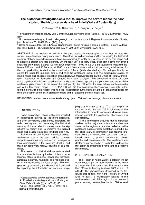 (PDF) The Historical Investigation as a Tool to Improve the Hazard Maps ...
