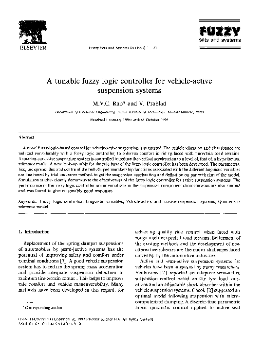 (PDF) A tunable fuzzy logic controller for vehicle-active suspension systems