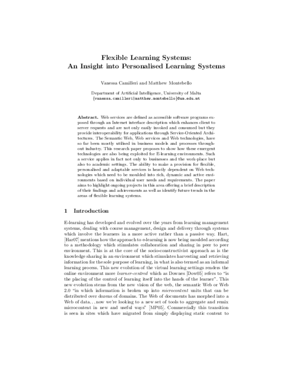 (PDF) Flexible learning systems : an insight into personalised learning ...