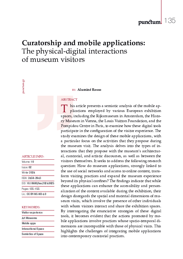 (PDF) Curatorship and mobile applications: The physical-digital interactions of museum visitors