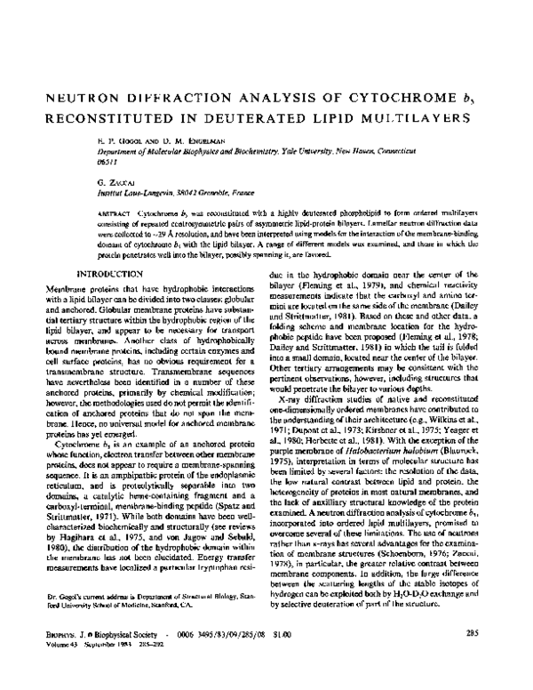 (PDF) Neutron diffraction analysis of cytochrome b5 reconstituted in deuterated lipid multilayers
