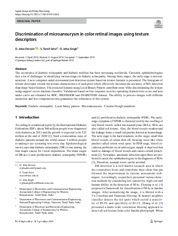 (PDF) Discrimination of microaneurysm in color retinal images using ...