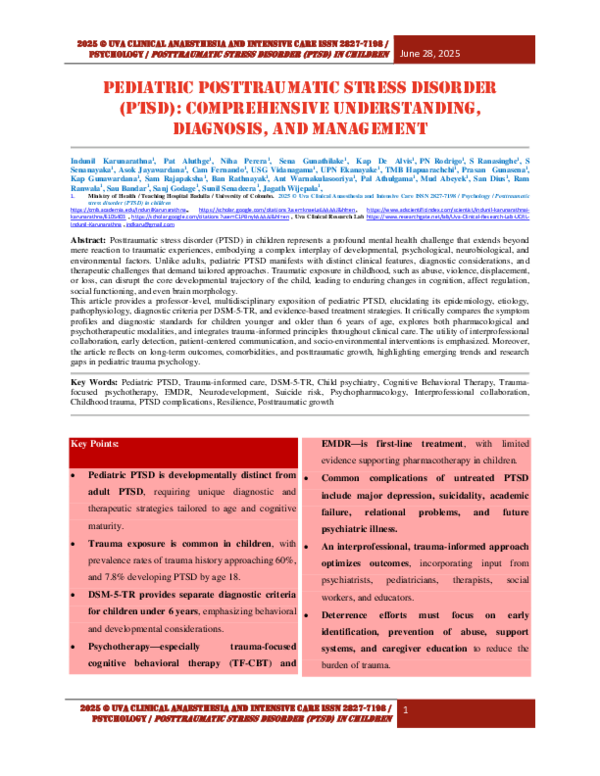 (PDF) Pediatric Posttraumatic Stress Disorder (PTSD) Comprehensive ...