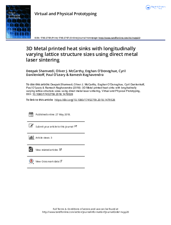 (PDF) 3D Metal printed heat sinks with longitudinally varying lattice ...