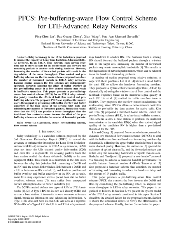 (PDF) PFCS: Pre-buffering-aware Flow Control Scheme for LTE-Advanced Relay Networks