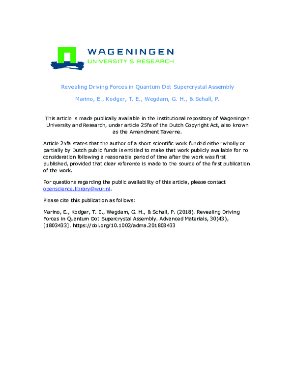 (PDF) Revealing Driving Forces in Quantum Dot Supercrystal Assembly