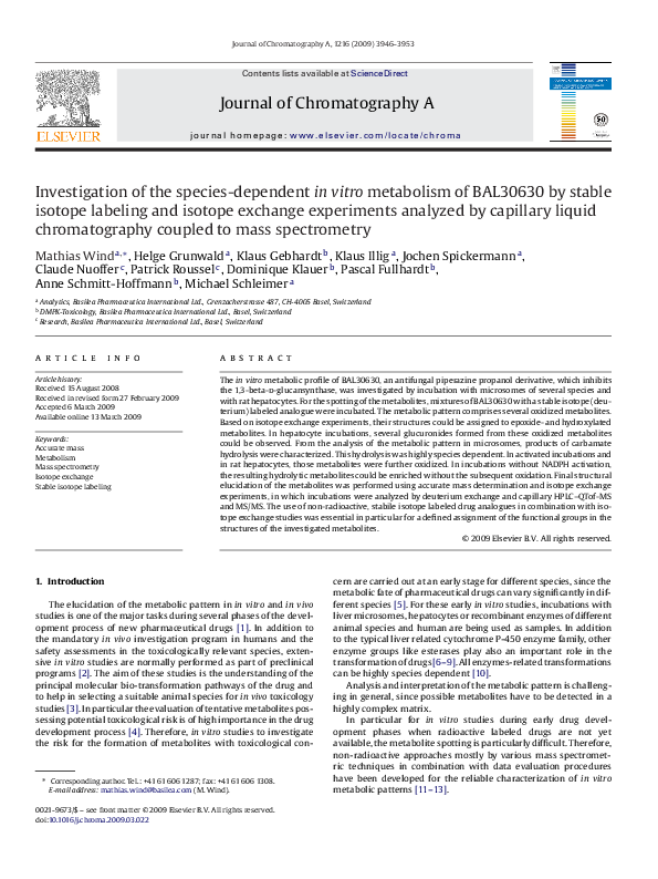 (PDF) Investigation of the species-dependent in vitro metabolism of ...