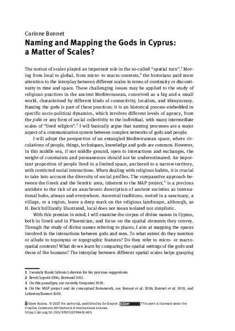 (PDF) Naming and Mapping the Gods in Cyprus: a Matter of Scales?