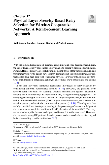 (PDF) Physical Layer Security-Based Relay Selection for Wireless ...
