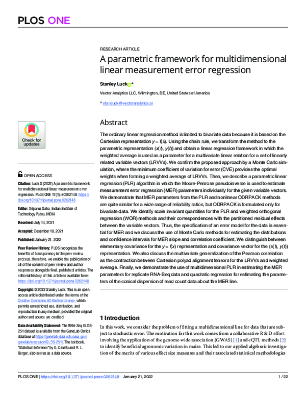 (PDF) A parametric framework for multidimensional linear measurement ...