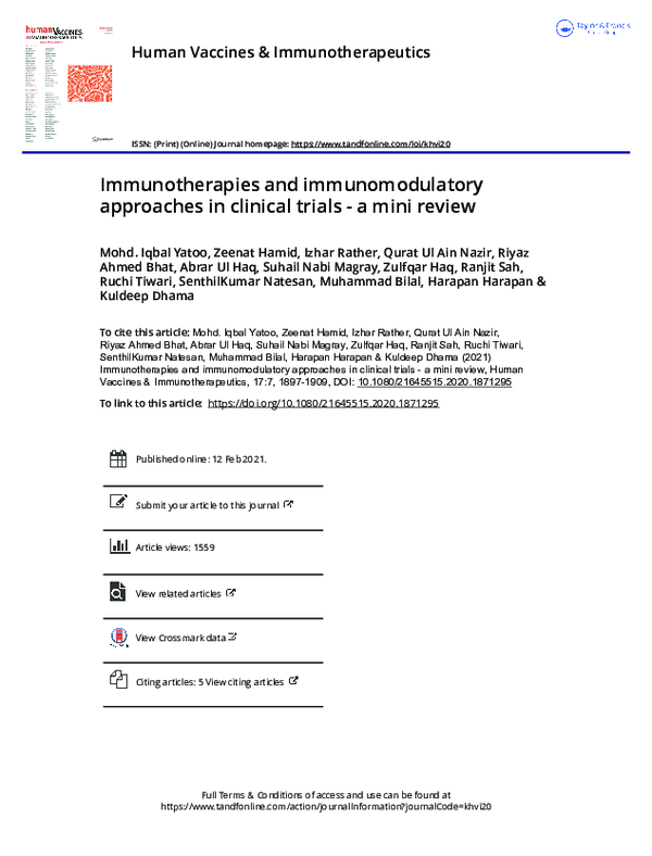 (PDF) Immunotherapies and immunomodulatory approaches in clinical ...
