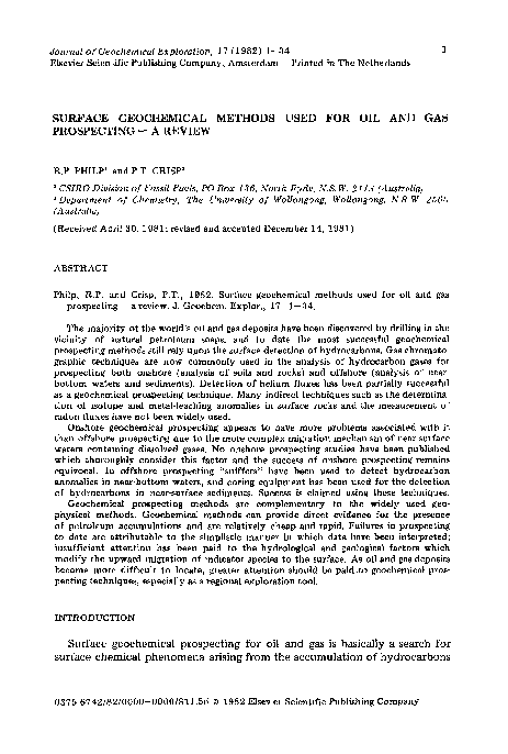 (PDF) Surface geochemical methods used for oil and gas prospecting — a ...