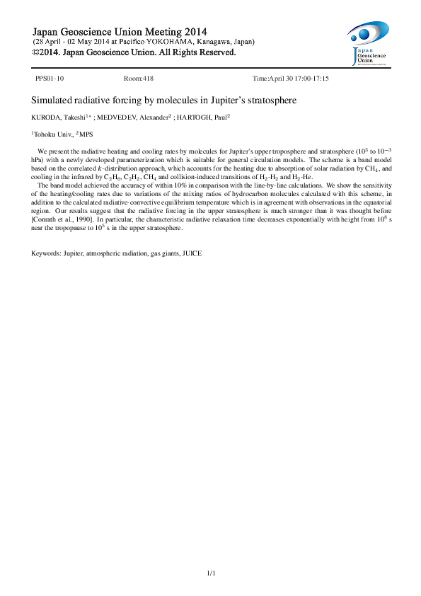 (PDF) Simulated radiative forcing by molecules in Jupiter's stratosphere