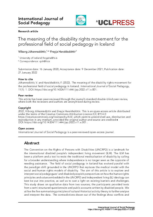 (PDF) The meaning of the disability rights movement for the ...