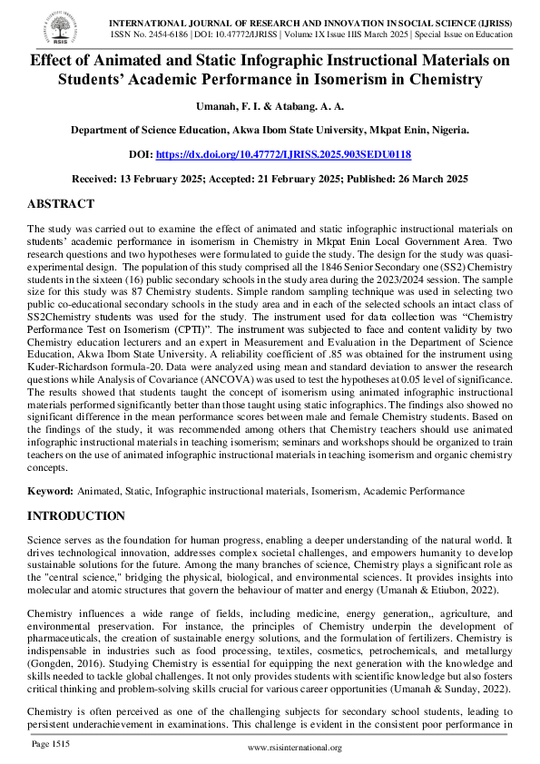 (PDF) Effect of Animated and Static Infographic Instructional Materials ...