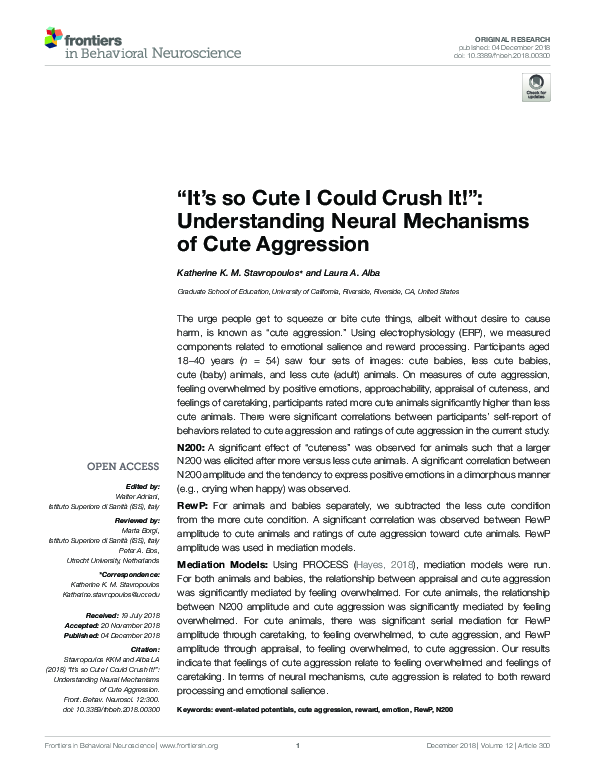 (PDF) “It’s so Cute I Could Crush It!”: Understanding Neural Mechanisms ...