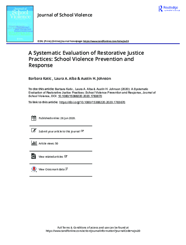(PDF) A Systematic Evaluation of Restorative Justice Practices: School ...