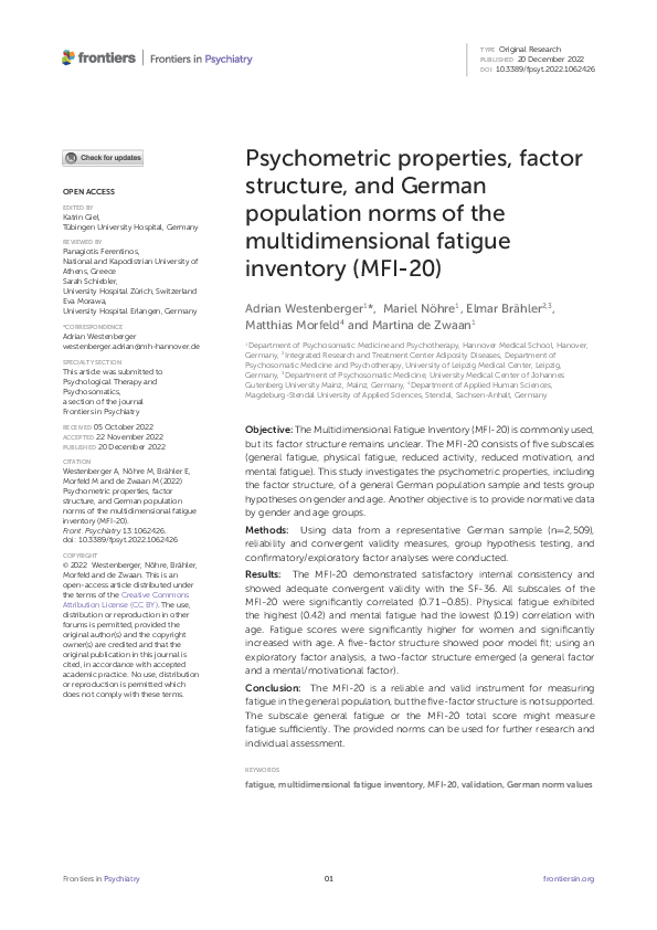 (PDF) Psychometric properties, factor structure, and German population ...