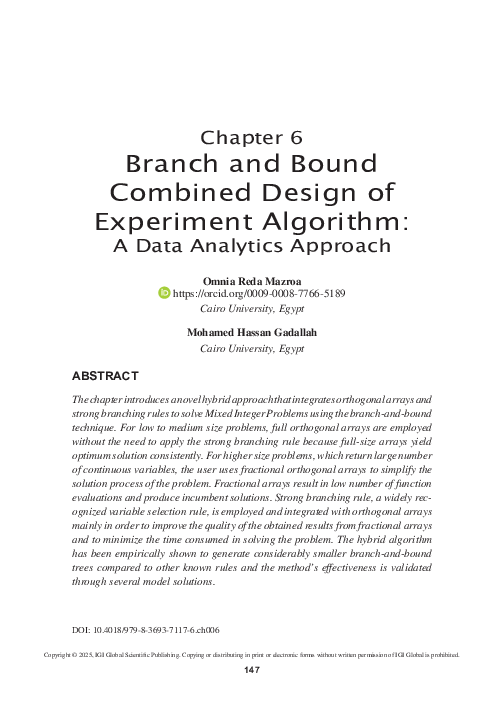 (PDF) Branch and bound combined design of experiment algorithm a data analytics approach