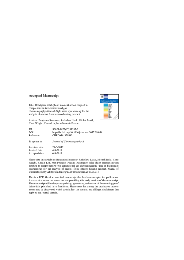 (PDF) Headspace solid-phase micro extraction coupled to comprehensive two-dimensional with time ...