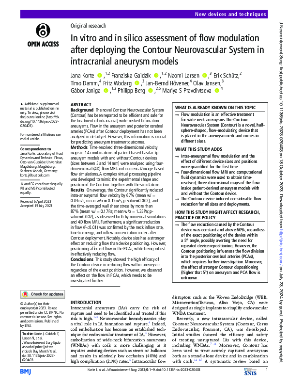 (PDF) In vitro and in silico assessment of flow modulation after ...