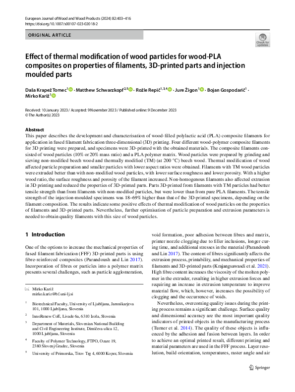 (PDF) Effect of thermal modification of wood particles for wood-PLA ...
