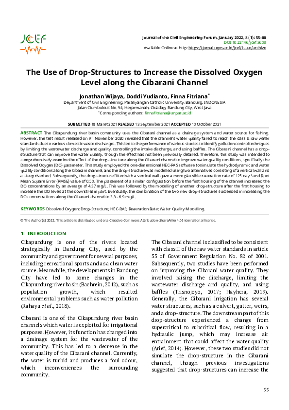 (PDF) The Use of Drop-Structures to Increase the Dissolved Oxygen Level ...