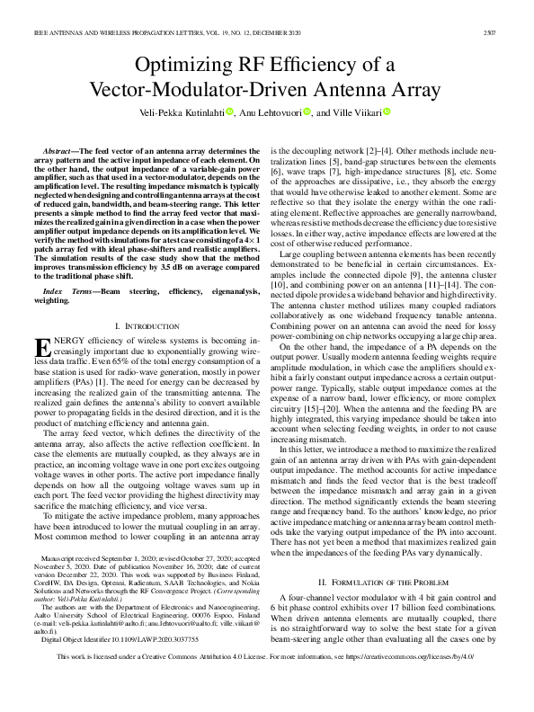 (PDF) Optimizing RF Efficiency of a Vector-Modulator-Driven Antenna Array