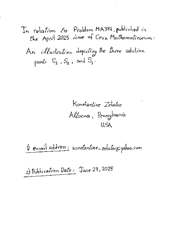 (PDF) In relation to Problem MA319, published in the April 2025 issue of Crux Mathematicorum: An ...