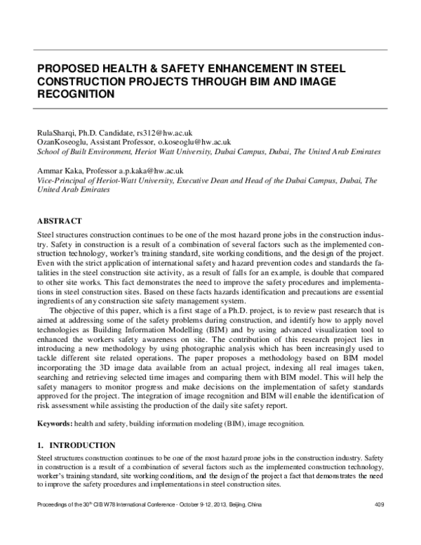 (PDF) Proposed Health and Safety Enhancement in Steel Construction ...