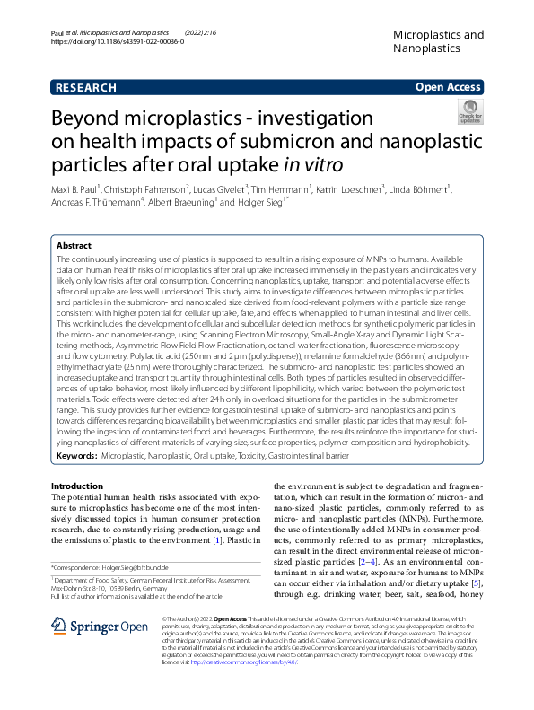 (PDF) Beyond microplastics - investigation on health impacts of ...