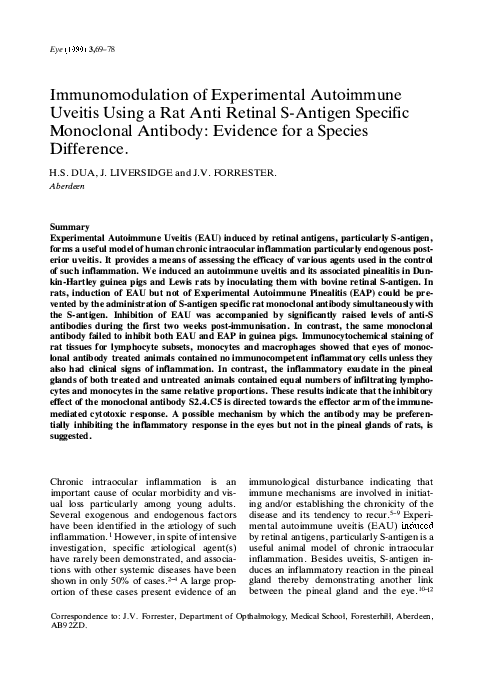 (PDF) Immunomodulation of Experimental Autoimmune Uveitis using a rat ...