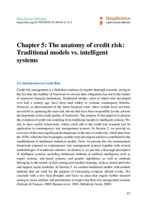 (PDF) Chapter 5: The anatomy of credit risk: Traditional models vs ...