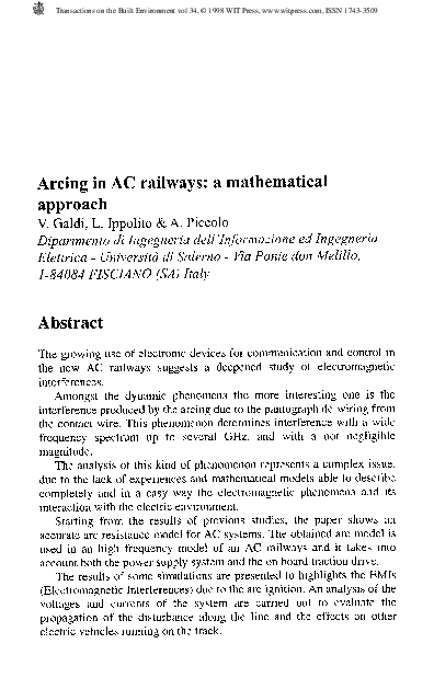 (PDF) Arcing in AC railways: a mathematical approach