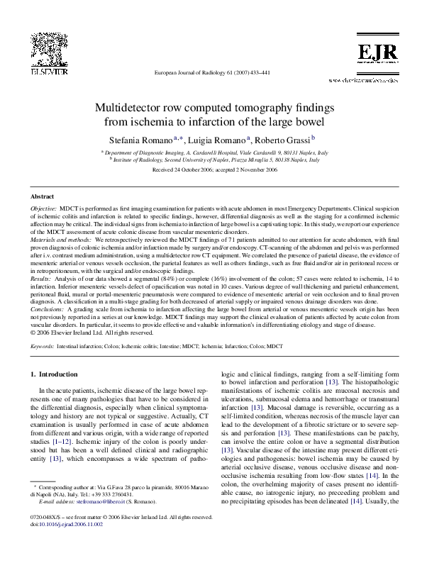 (PDF) Multidetector row computed tomography findings from ischemia to ...