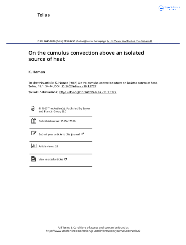 (PDF) On the cumulus convection above an isolated source of heat