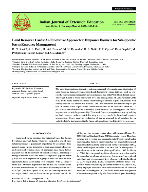 (PDF) Land Resource Cards: An Innovative Approach to Empower Farmers ...
