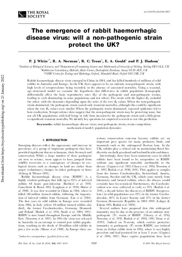 (PDF) The emergence of rabbit haemorrhagic disease virus: will a non ...