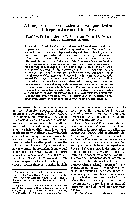 (PDF) A comparison of paradoxical and nonparadoxical interpretations ...