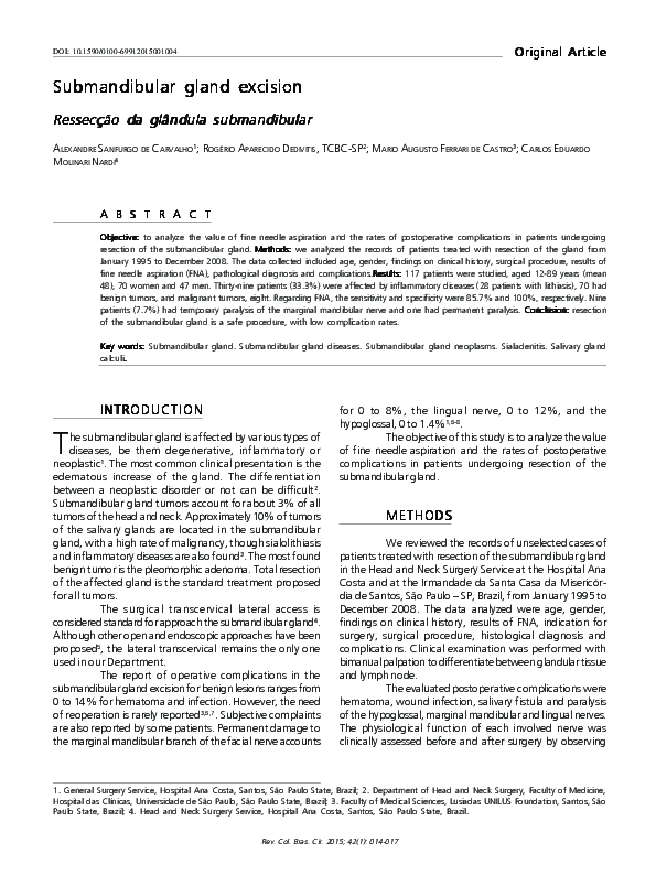 (PDF) Submandibular gland excision